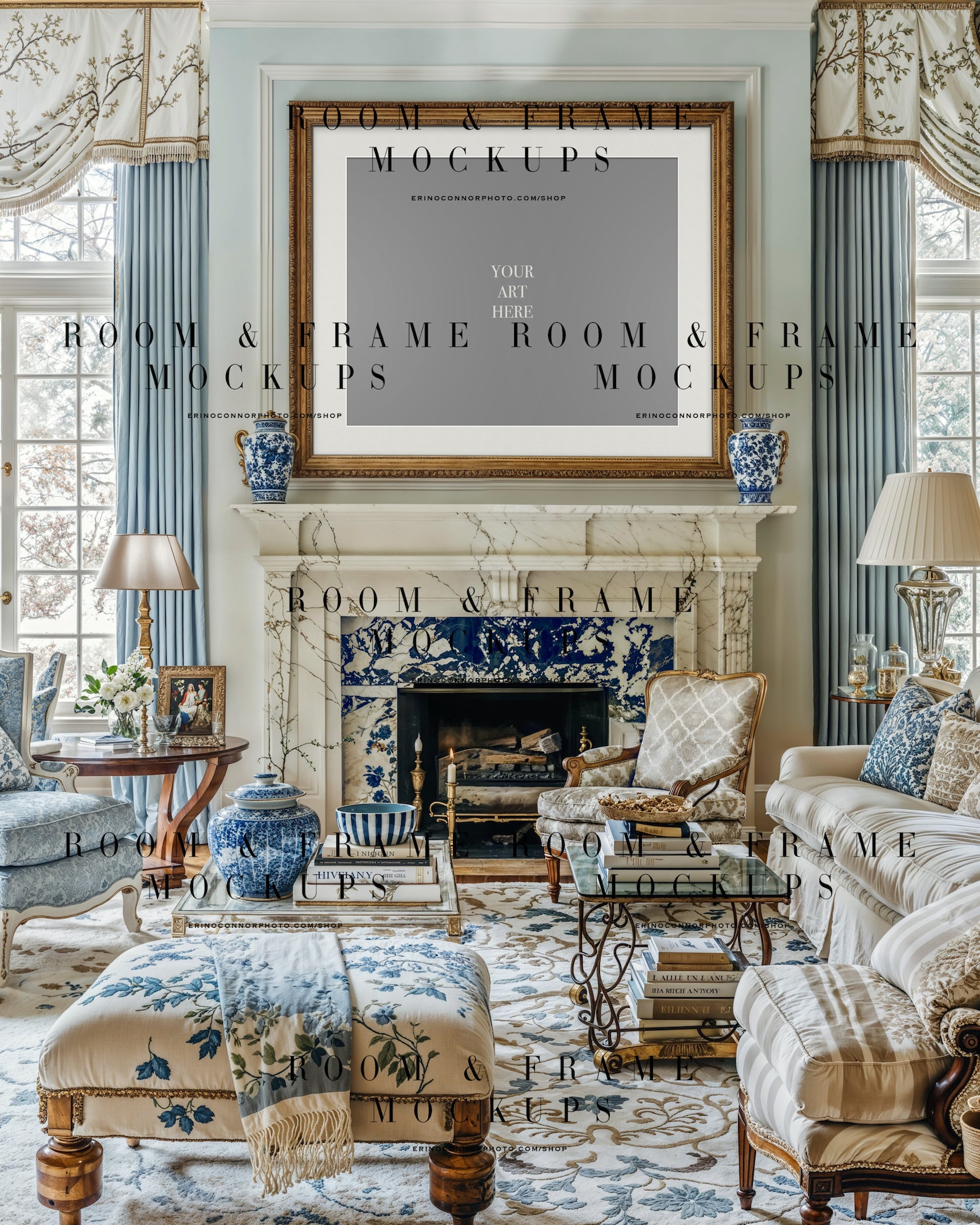 Digital Wall-art Frames & Mockups | 2 Grandmillennial Livingroom ...