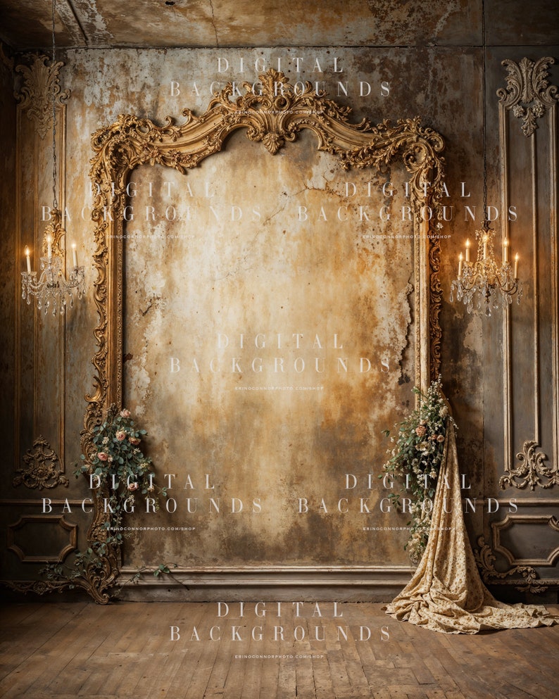 Gold Baroque Frame Arch Background Fine Art Digital Backdrops Victorian ...