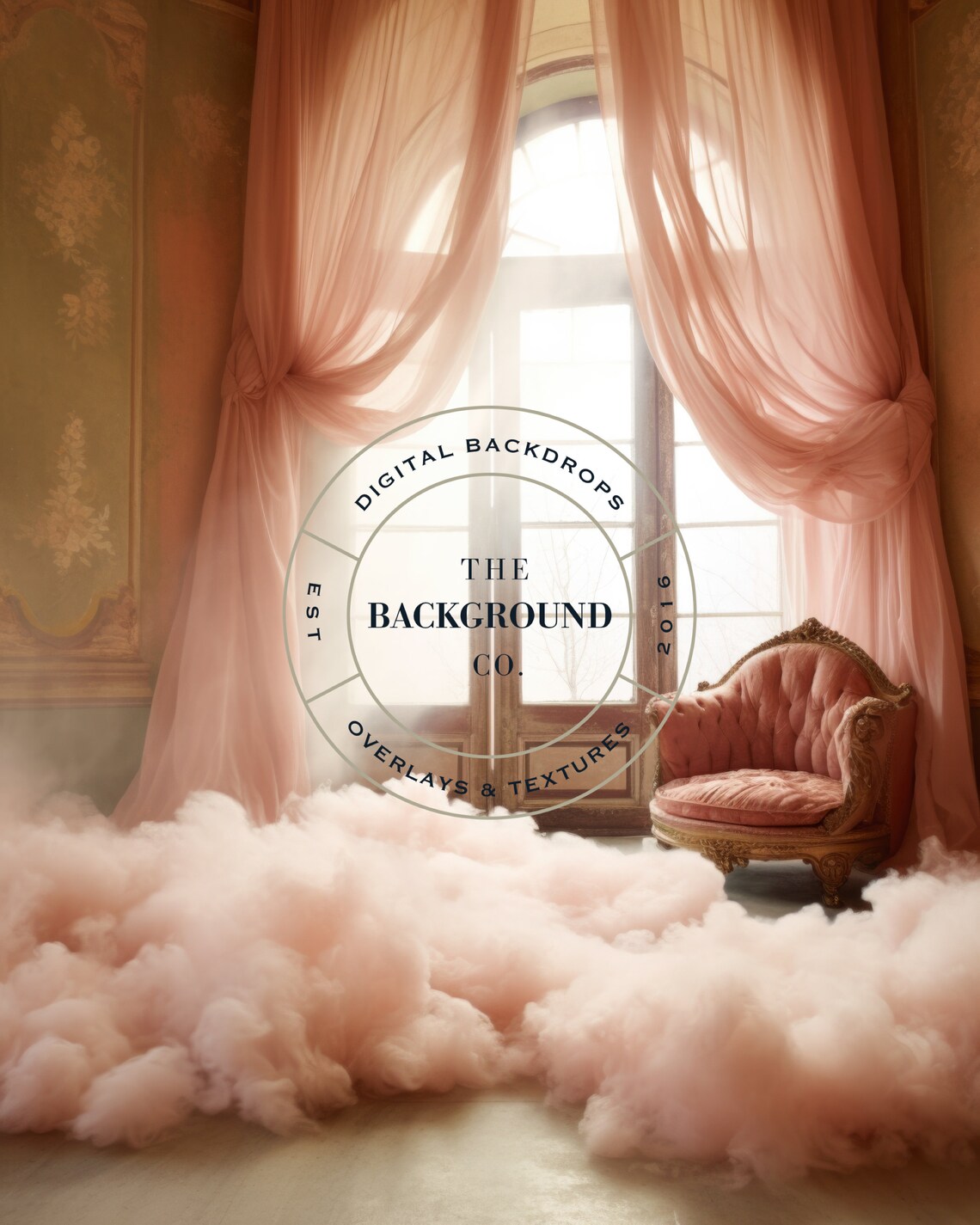 Whimsical Dainty Pink Cloud Rooms 10 Digital Backdrops Simple Vintage ...
