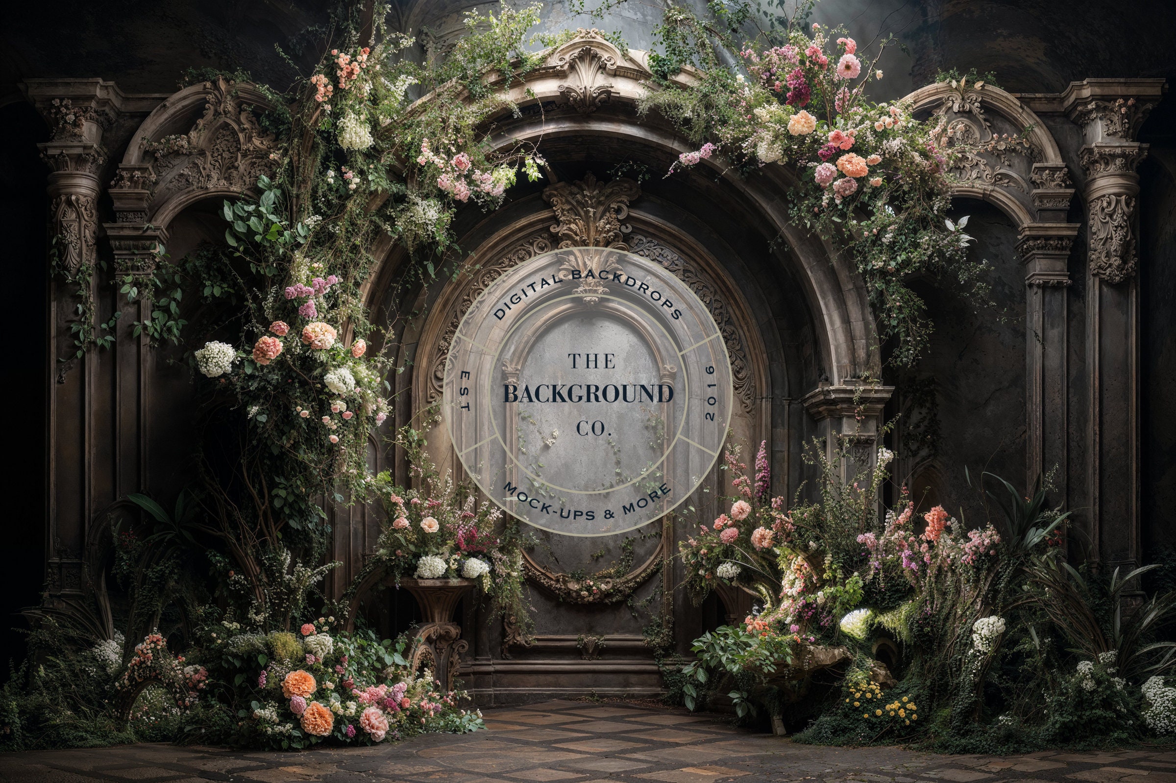 Enchanted Garden Portal 9 Digital Backdrops Mystical Floral Archway ...