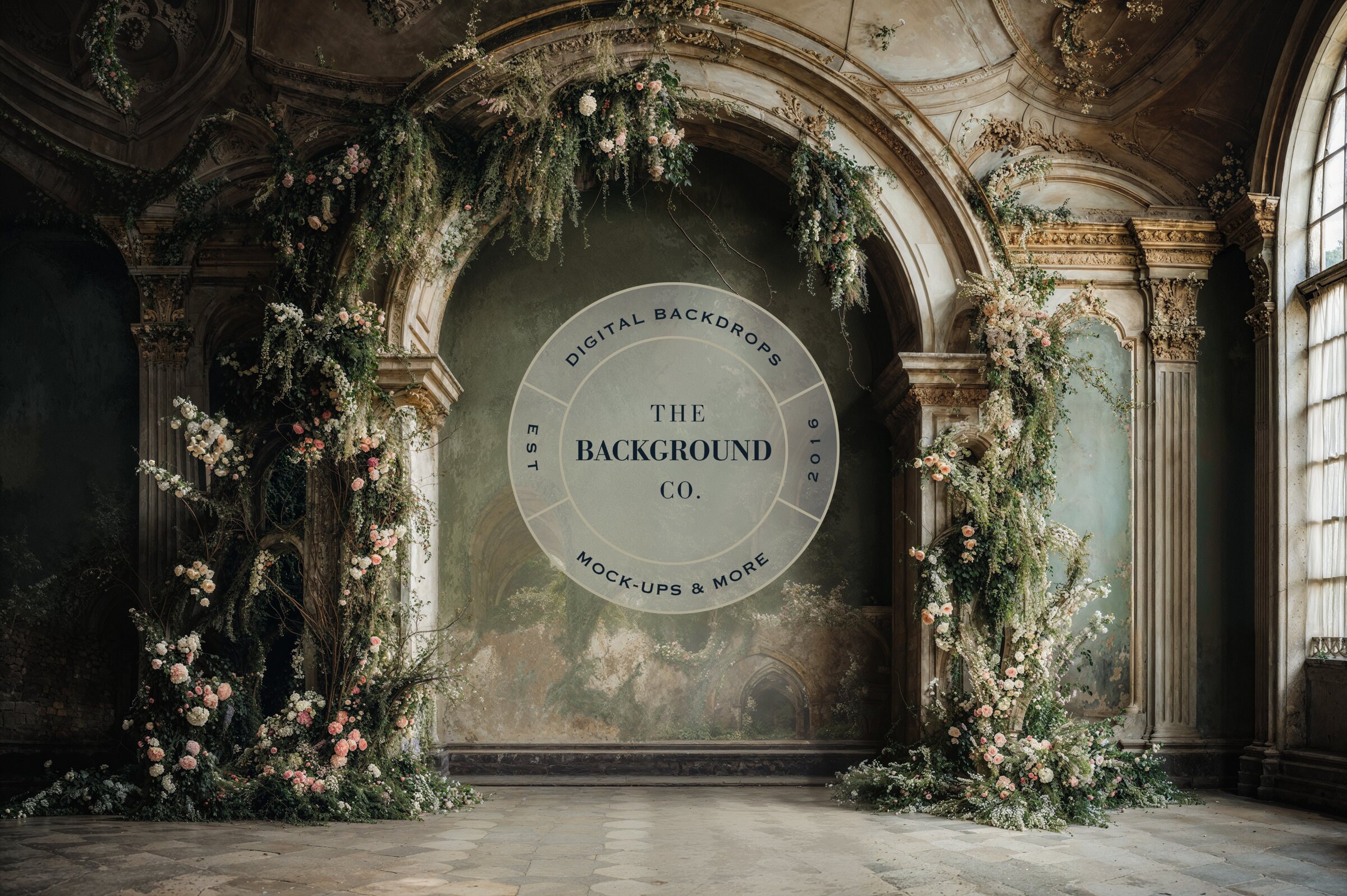 Enchanted Garden Portal 9 Digital Backdrops Mystical Floral Archway ...