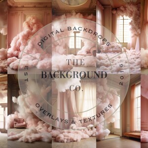 Whimsical Dainty Pink Cloud Rooms 10 Digital Backdrops Simple Vintage ...