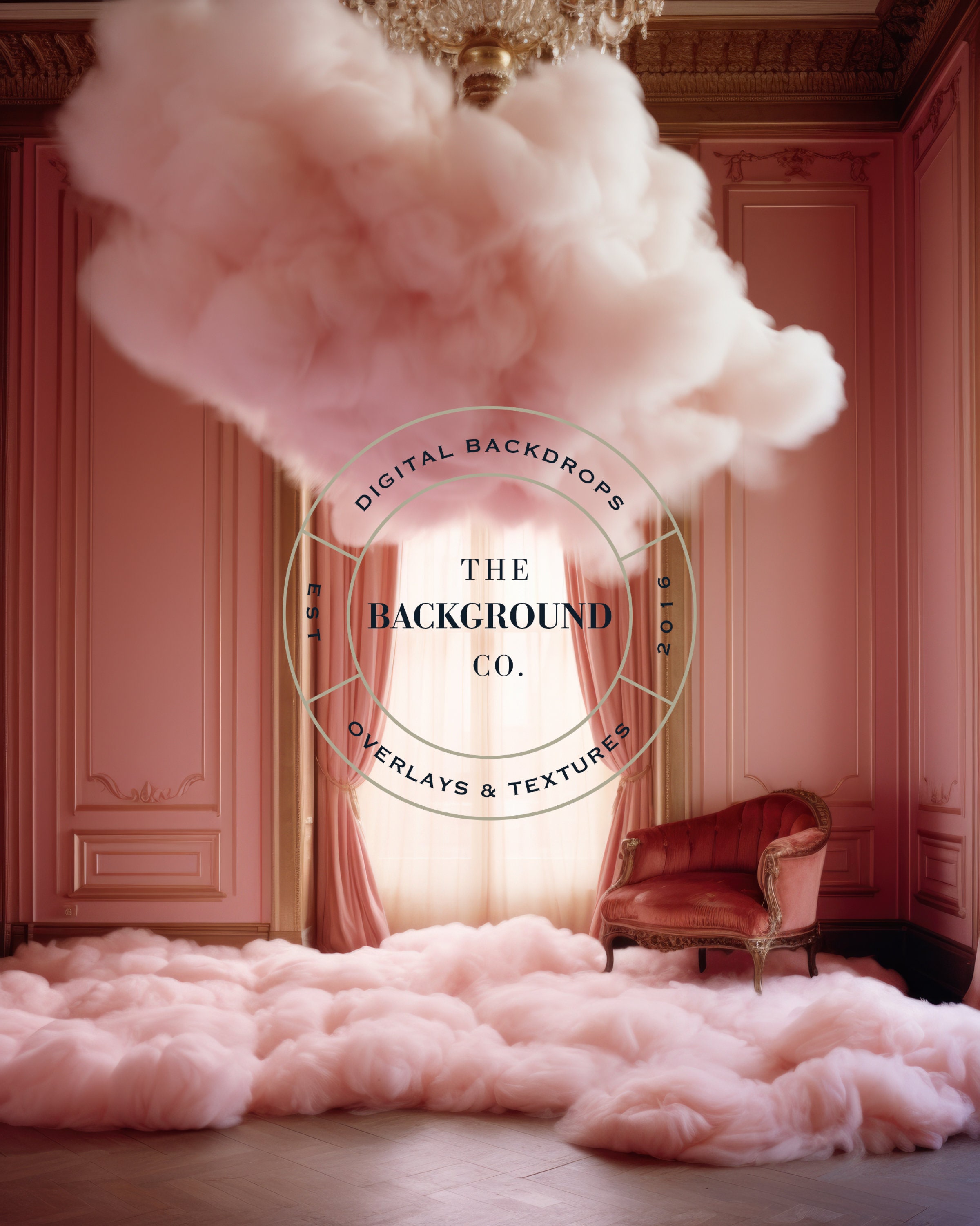 Whimsical Dainty Pink Cloud Rooms 10 Digital Backdrops Simple Vintage ...