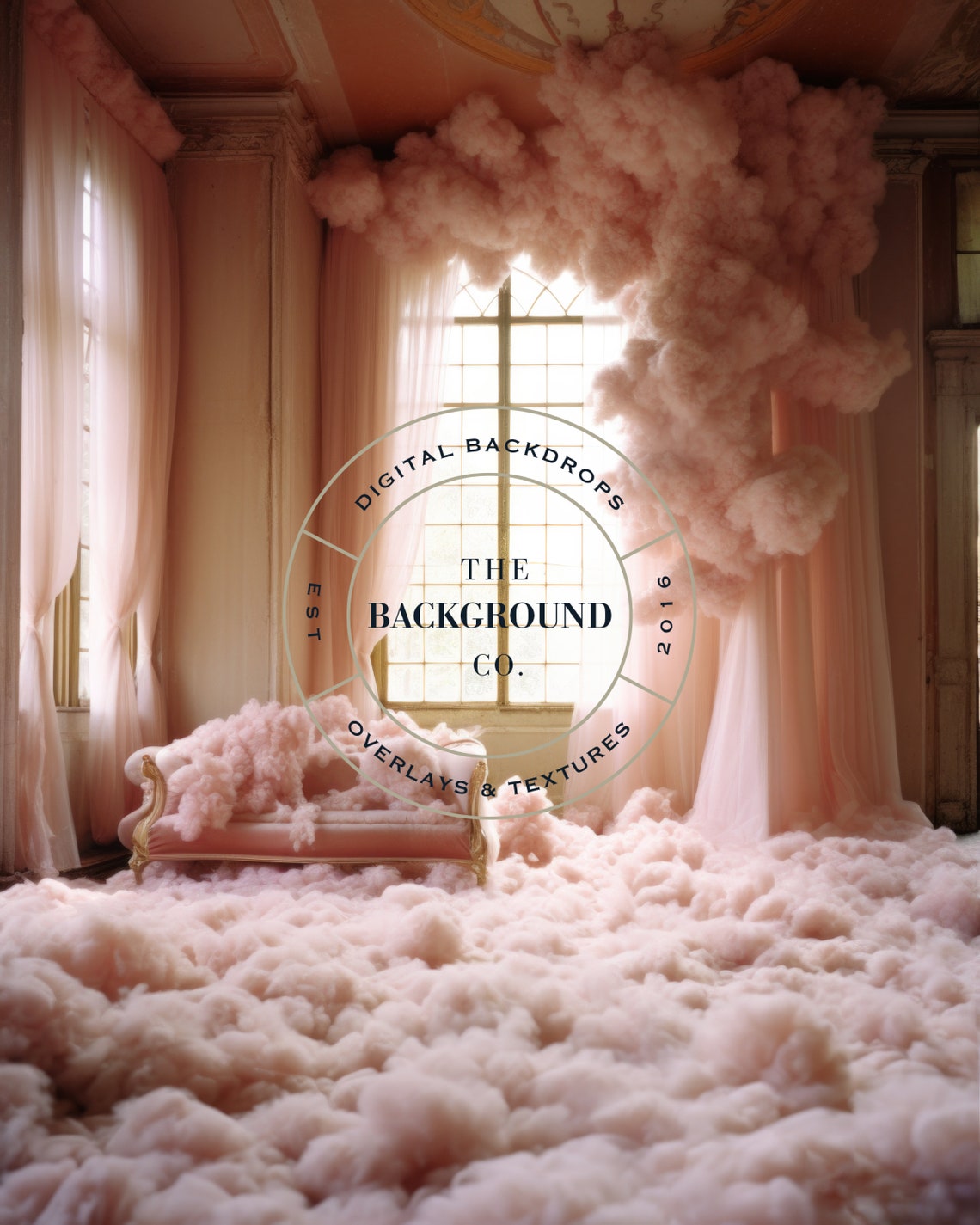 Whimsical Dainty Pink Cloud Rooms 10 Digital Backdrops Simple Vintage ...