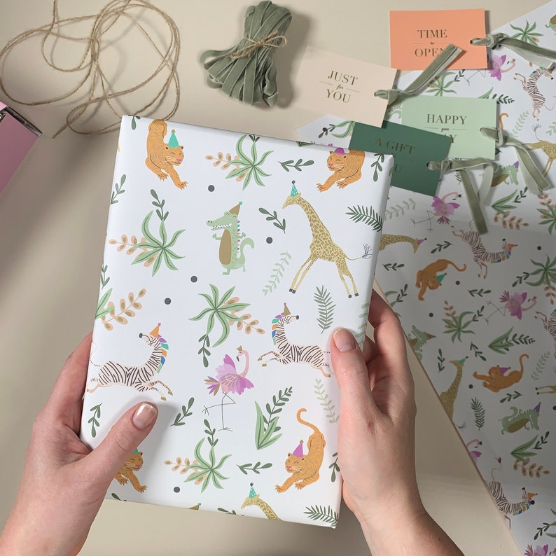 Jungle Character Wrapping Paper / Gift Wrap Harriet's - Etsy