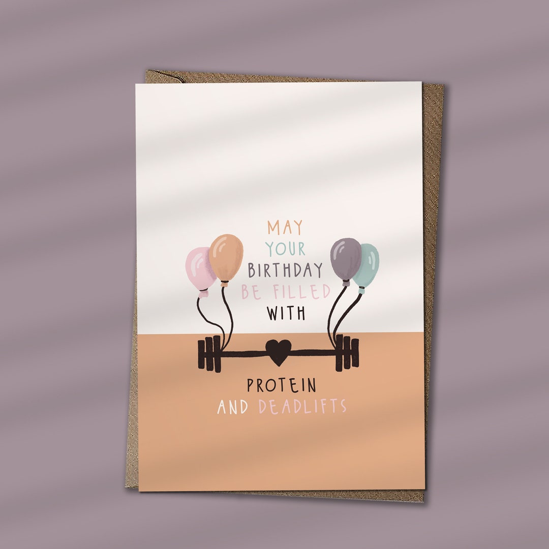 Protein and Deadlifts Happy Birthday Card Training Card - Etsy