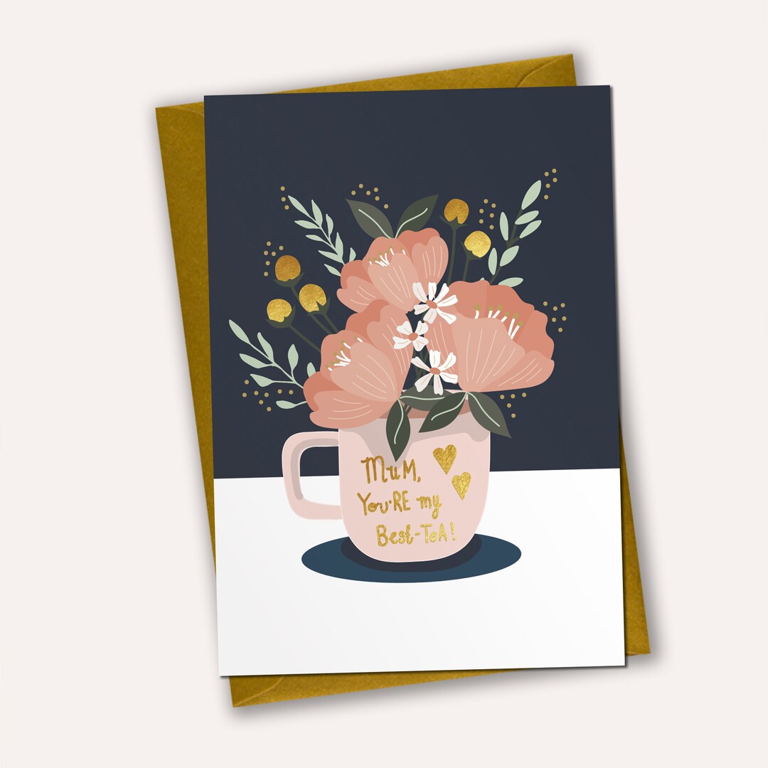 Best-tea Mum - Mum Birthday Card, Best Friend Mum Card - Etsy