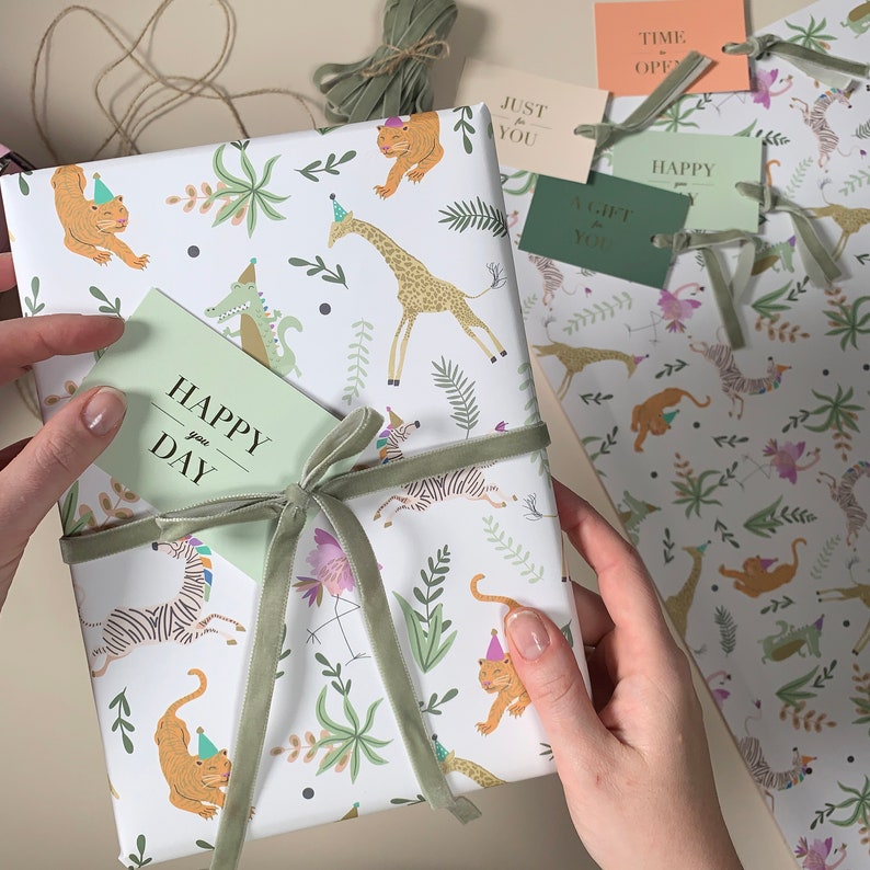 Jungle Character Wrapping Paper / Gift Wrap Harriet's - Etsy