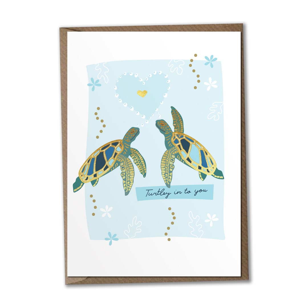 Turtley in Love - Sea Turtle Anniversary Card, Love Card - Etsy