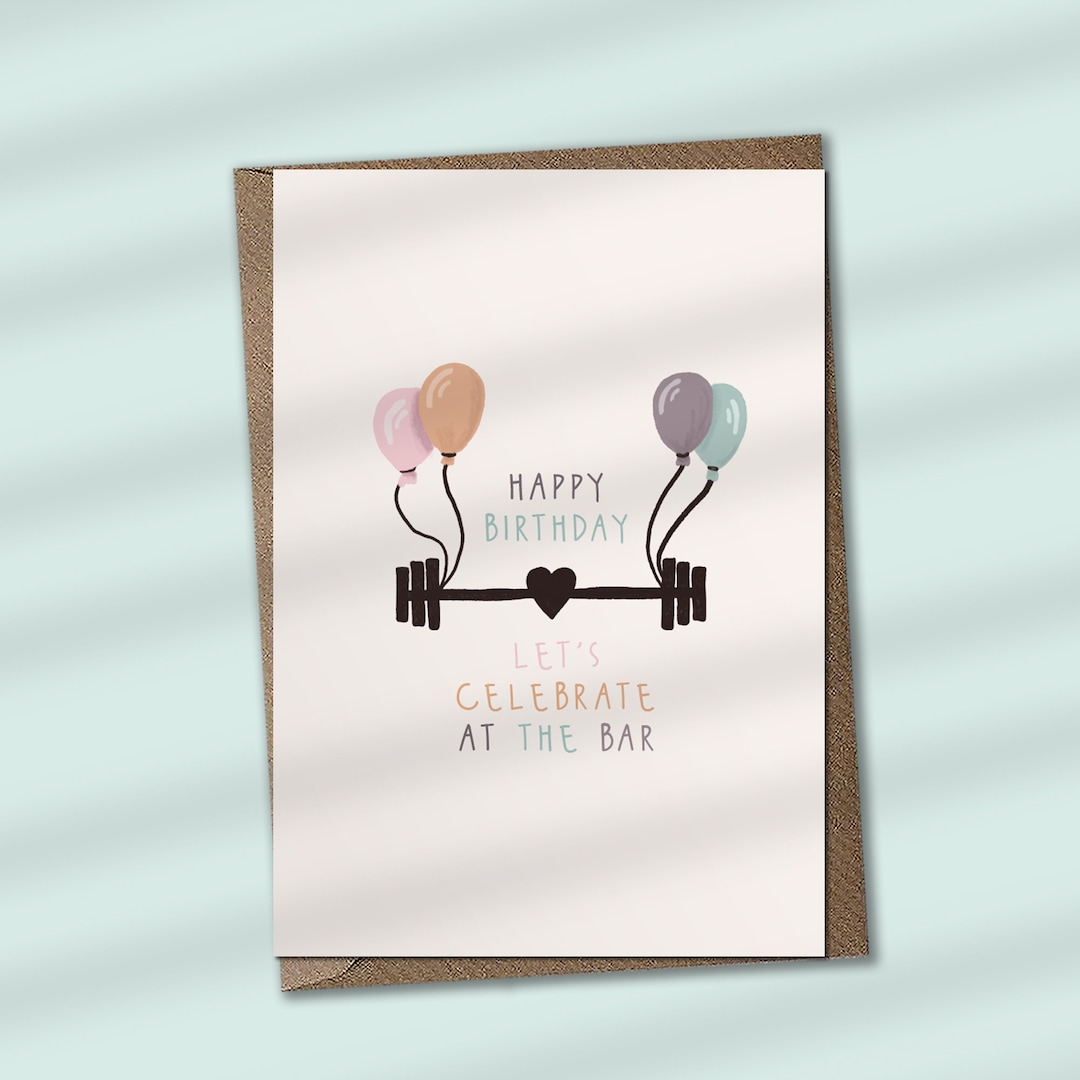 Celebrate at the Bar Happy Birthday Card Training Card Gym - Etsy