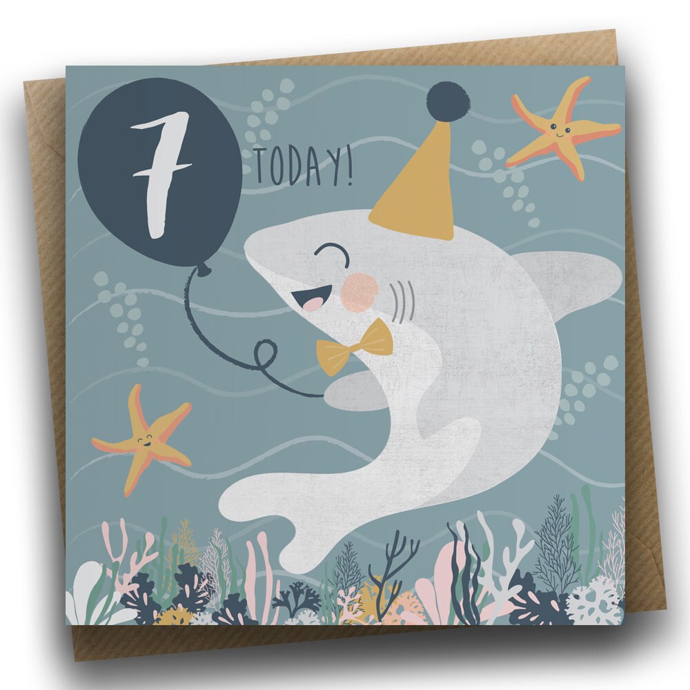 Under the Sea Birthday Card Shark Kids Birthday Card | Etsy