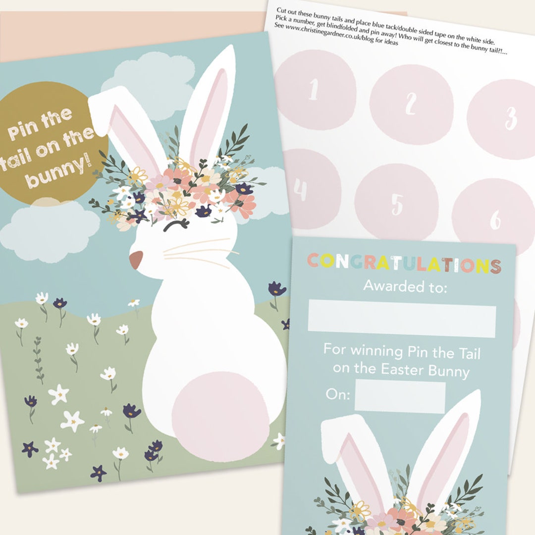 Pin the Tail on the Easter Bunny Game, Printable Download, Digital ...