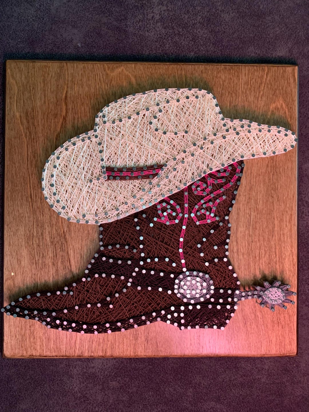 Cowboy Boot & Hat String Art: Custom Western Decor (12x12) - Etsy