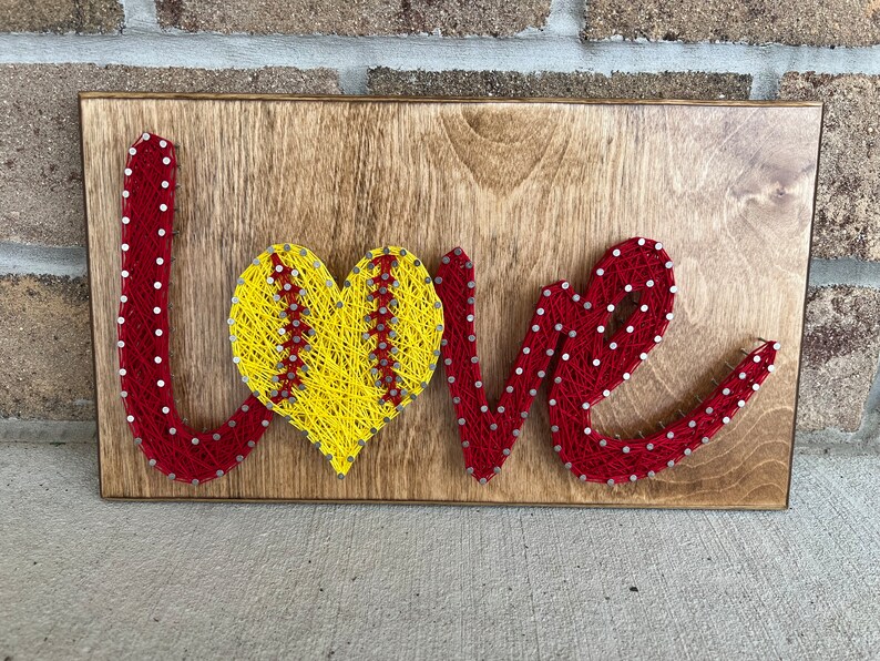 Custom Made to Order Love Softball Sports Ball String Art Board - Etsy
