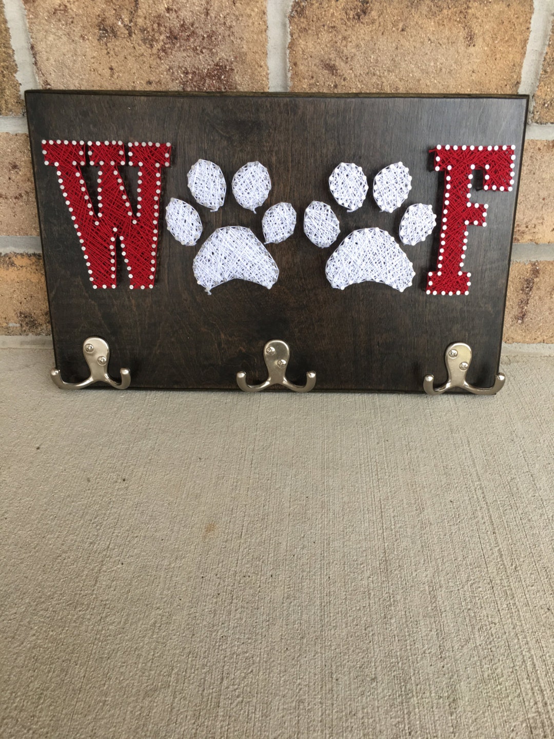 Made to Order Woof With Dog Paws and Hooks String Art Board - Etsy