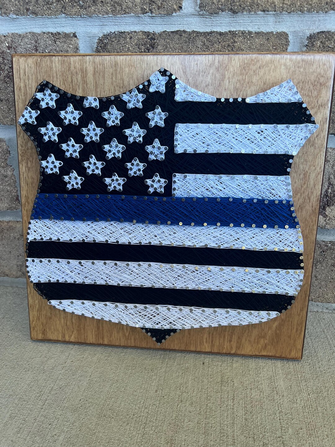 Custom Made to Order Police Blue Lind Badge String Art - Etsy