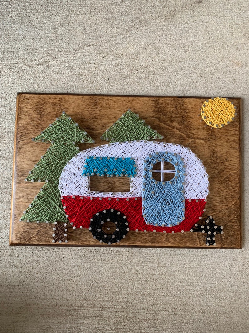 Custom Made to Order Vintage Camper Camping Outdoor String Art | Etsy