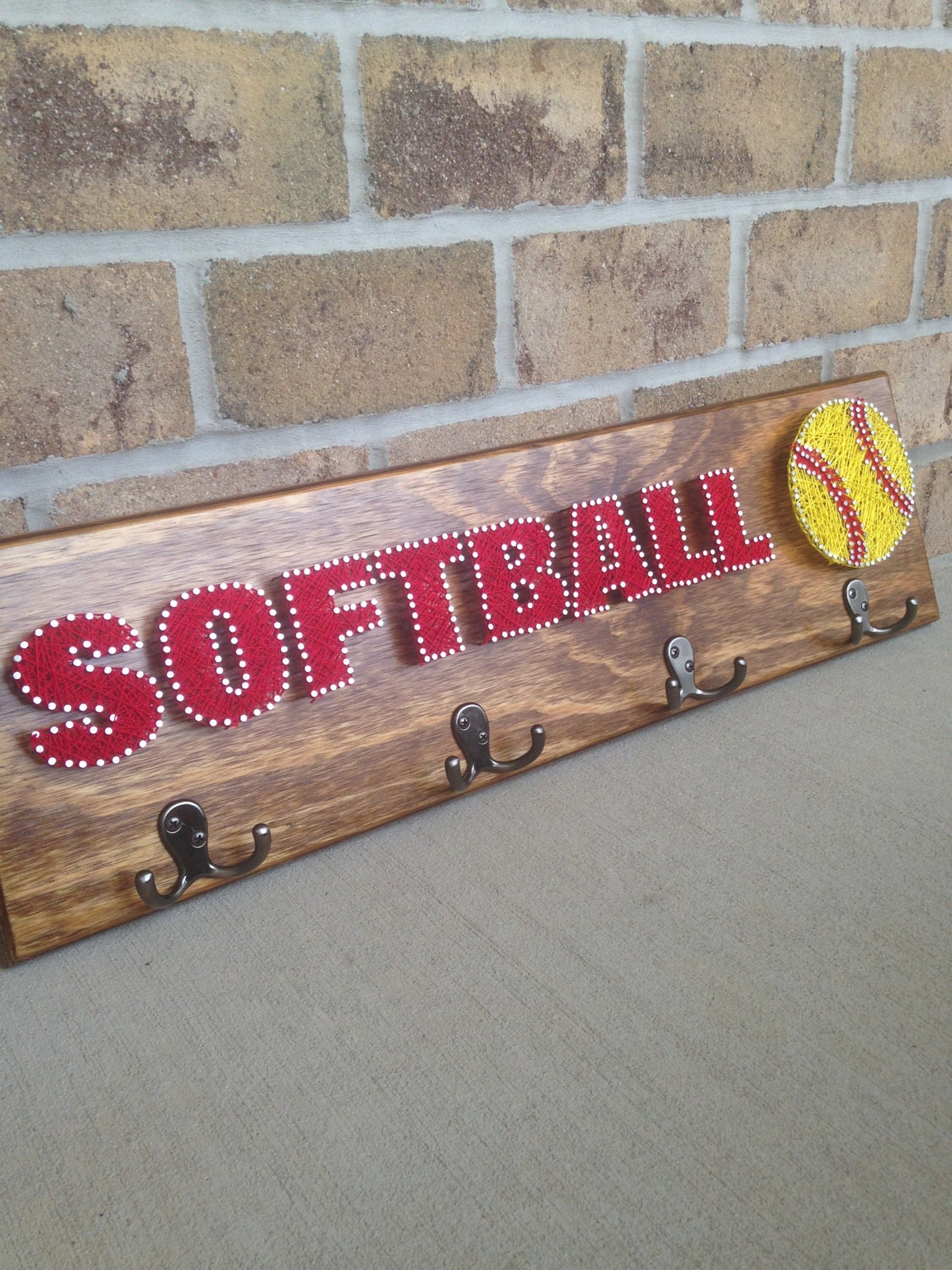 Made to order Sports String Art with Hooks-Baseball Softball | Etsy