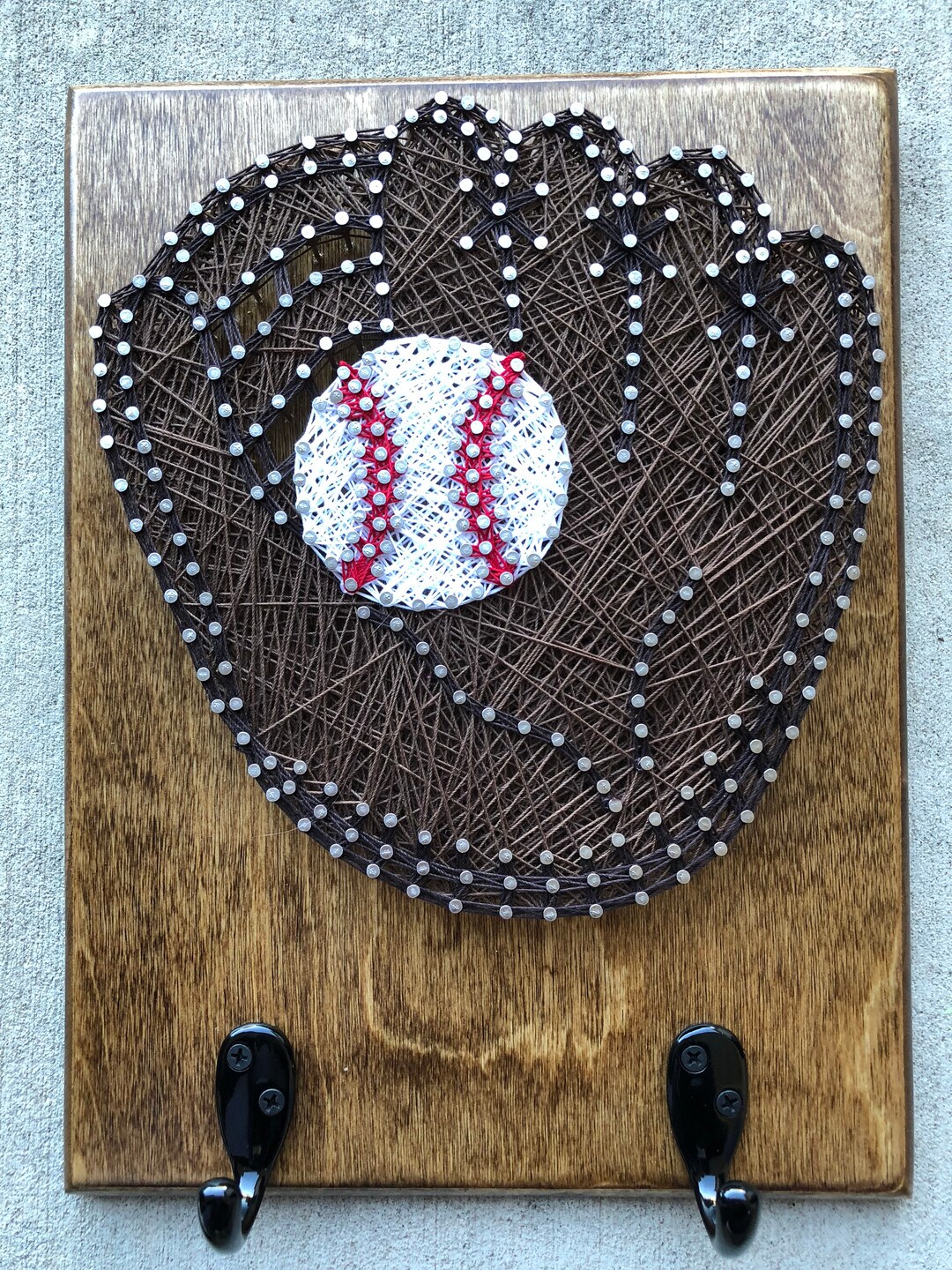 Custom Made to Order Baseball Glove String Art Board With Two Single ...