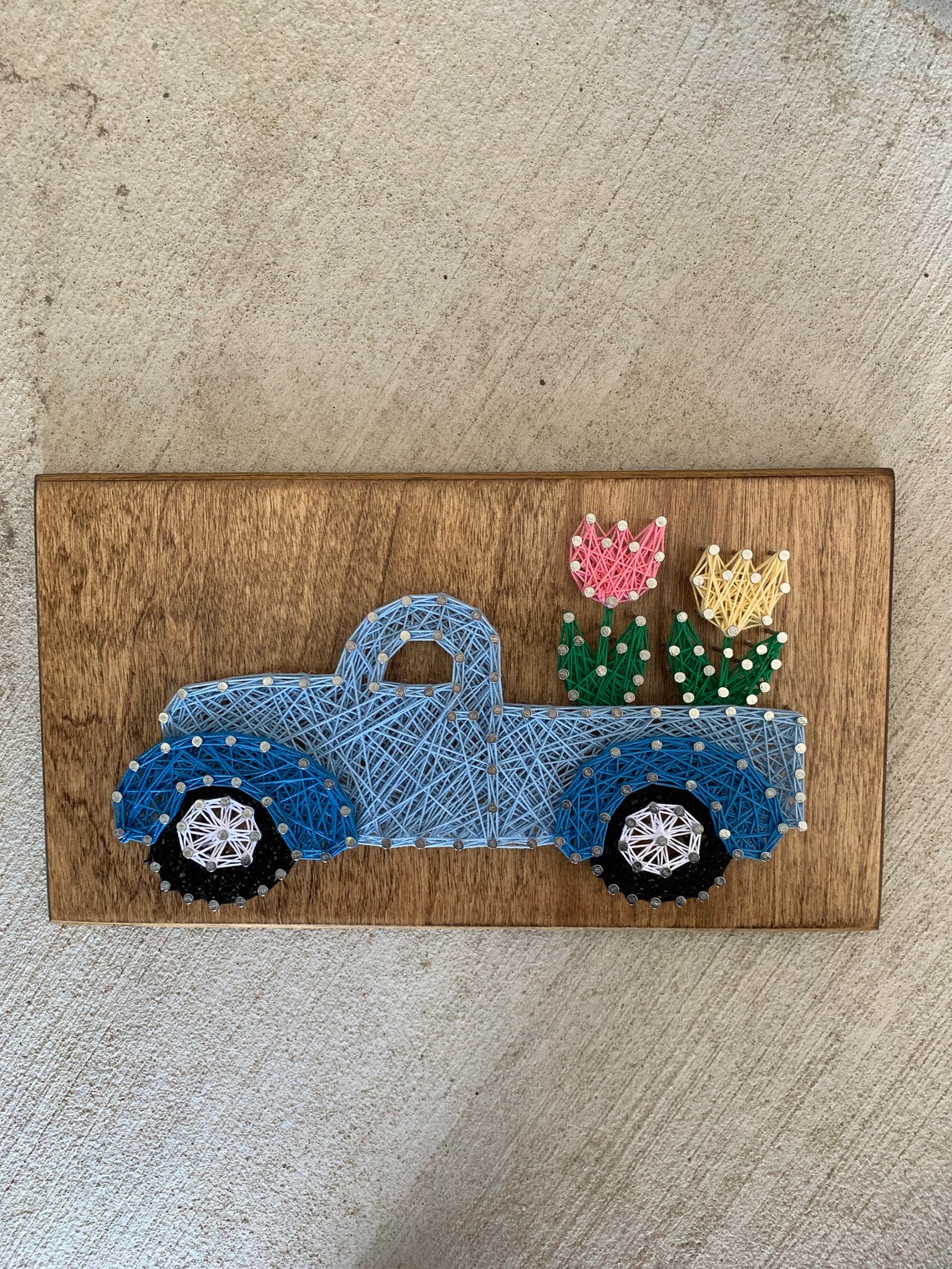Custom Made to Order Truck With Tulip Flowers String Art Board | Etsy