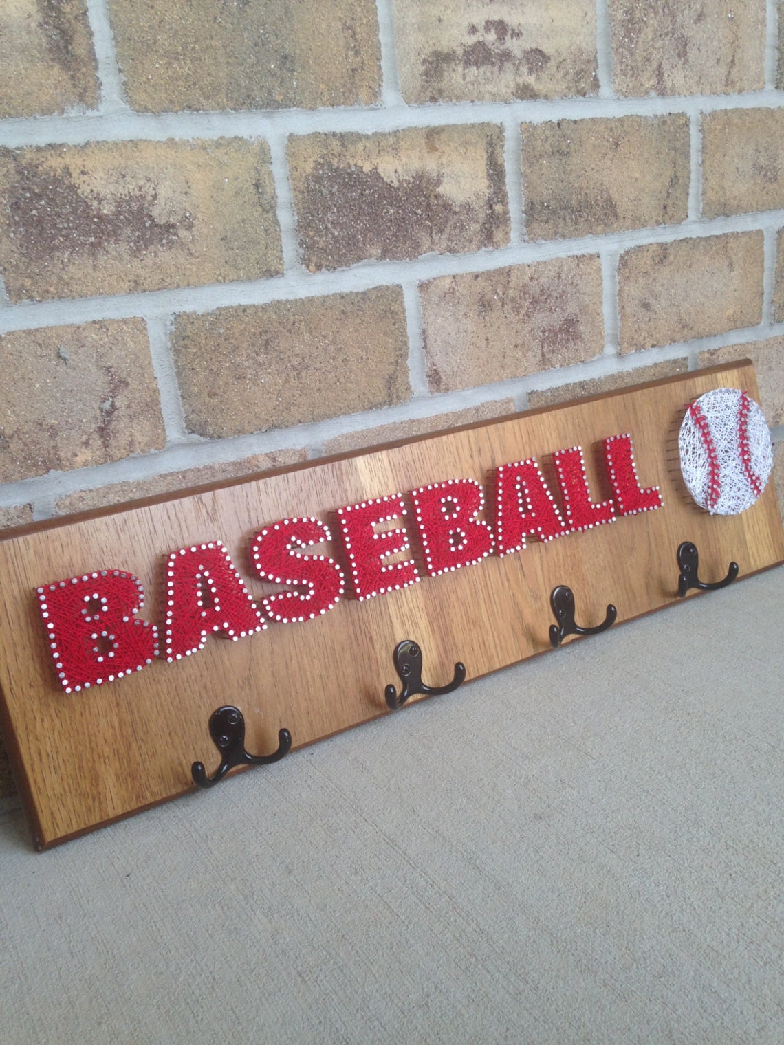 Made to order Sports String Art with Hooks-Baseball Softball | Etsy