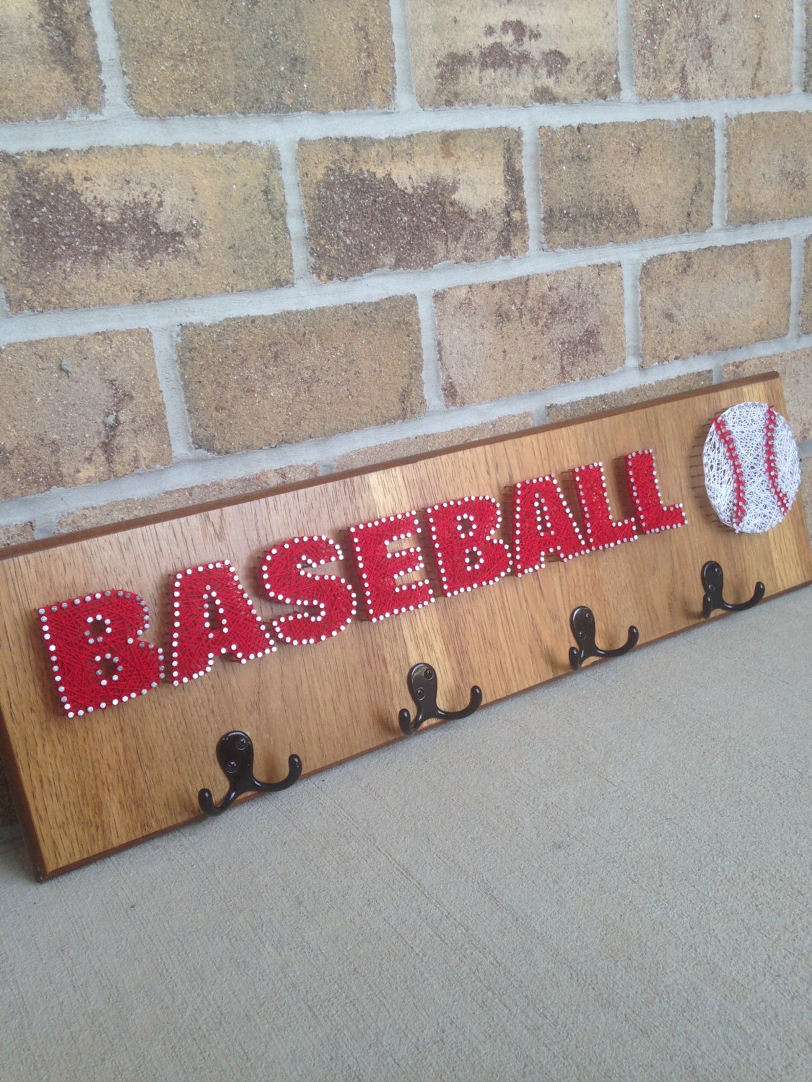 Made to order Sports String Art with Hooks-Baseball Softball | Etsy