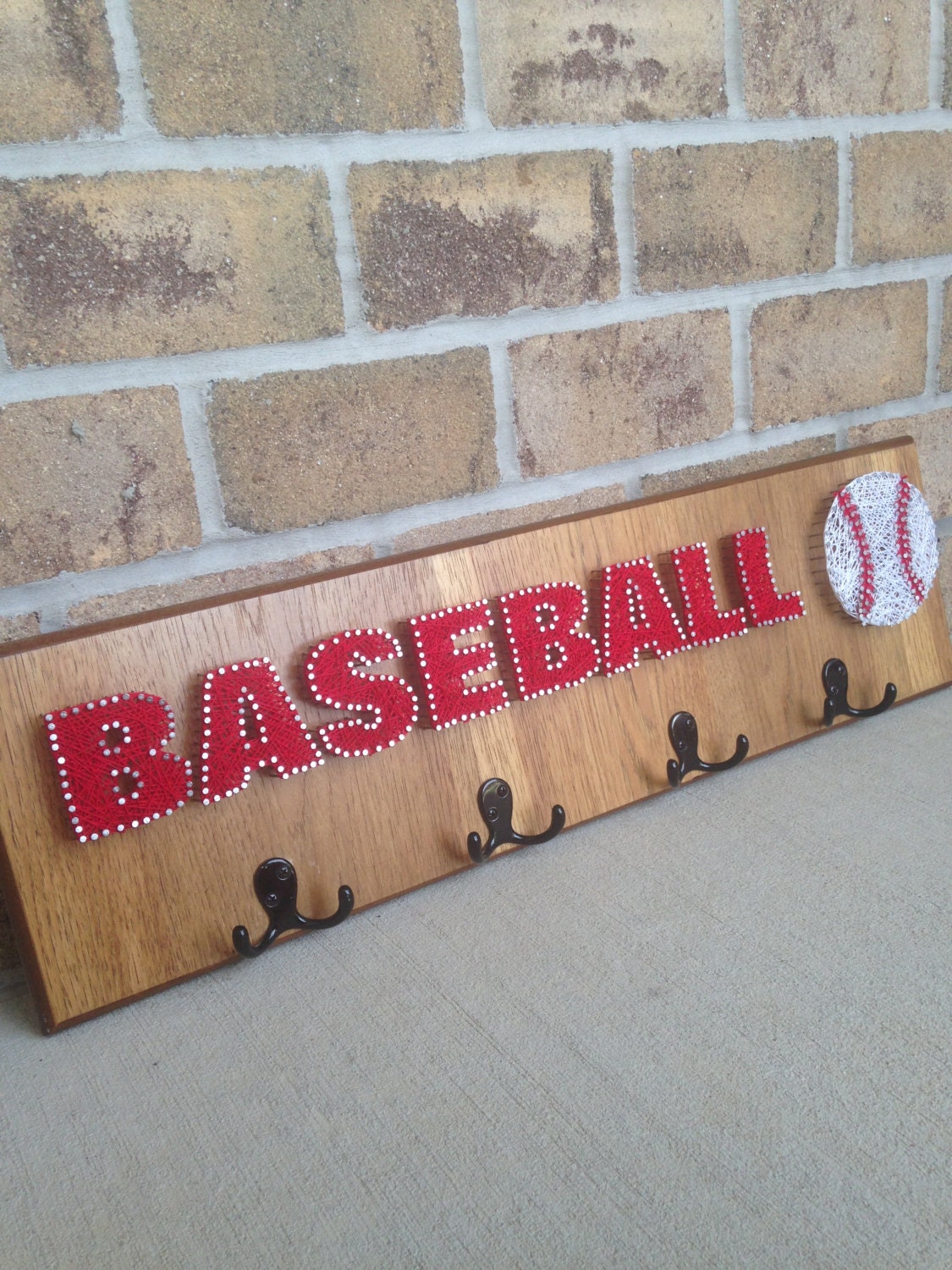 Made to order Sports String Art with Hooks-Baseball Softball | Etsy