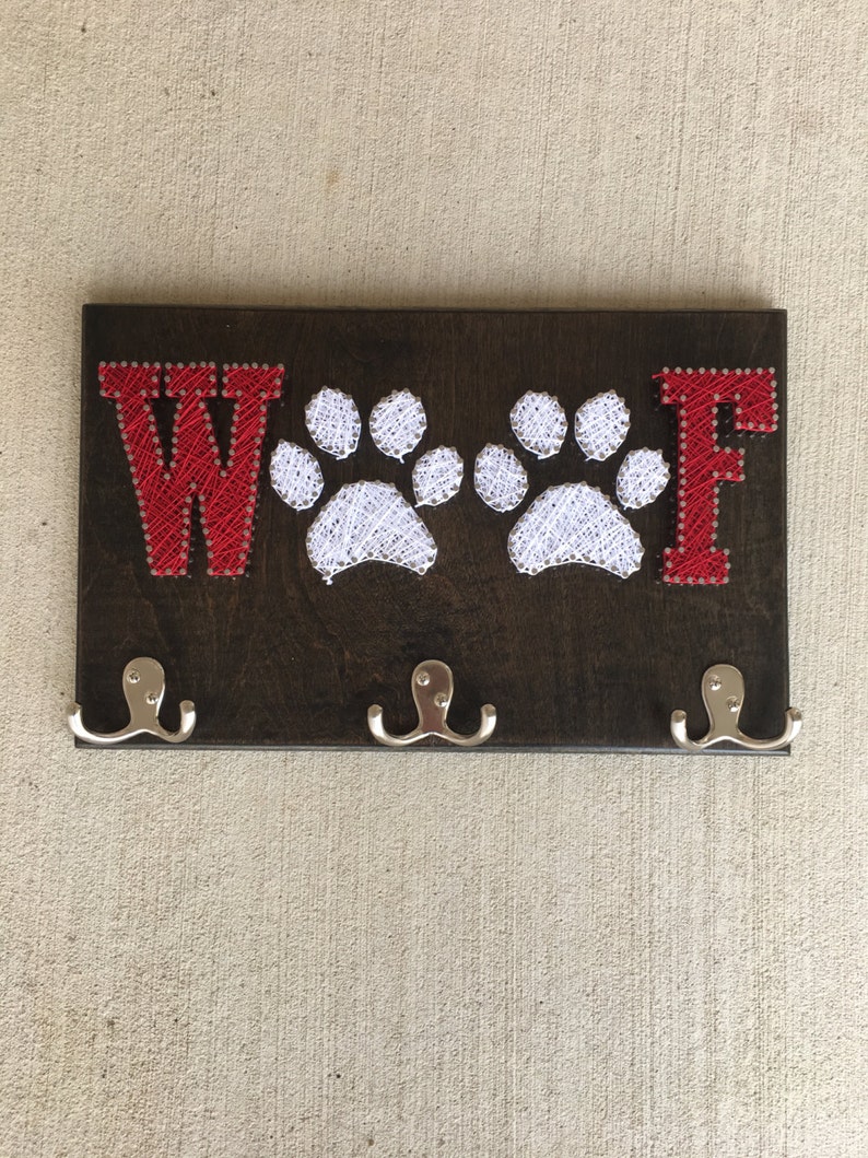 Made to Order Woof With Dog Paws and Hooks String Art Board - Etsy