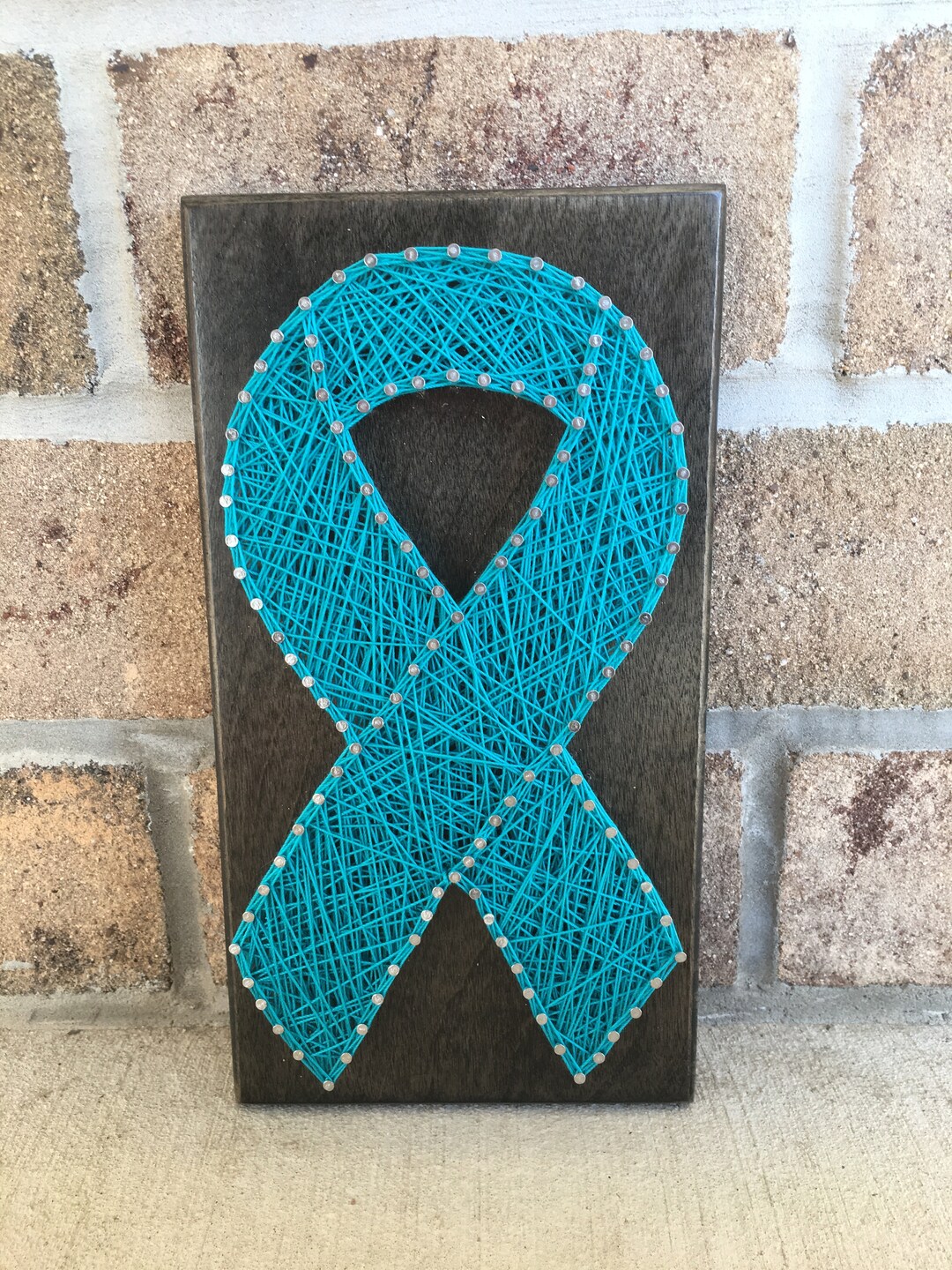 Custom Made to Order Ovarian Cancer Ribbon String Art Board - Etsy