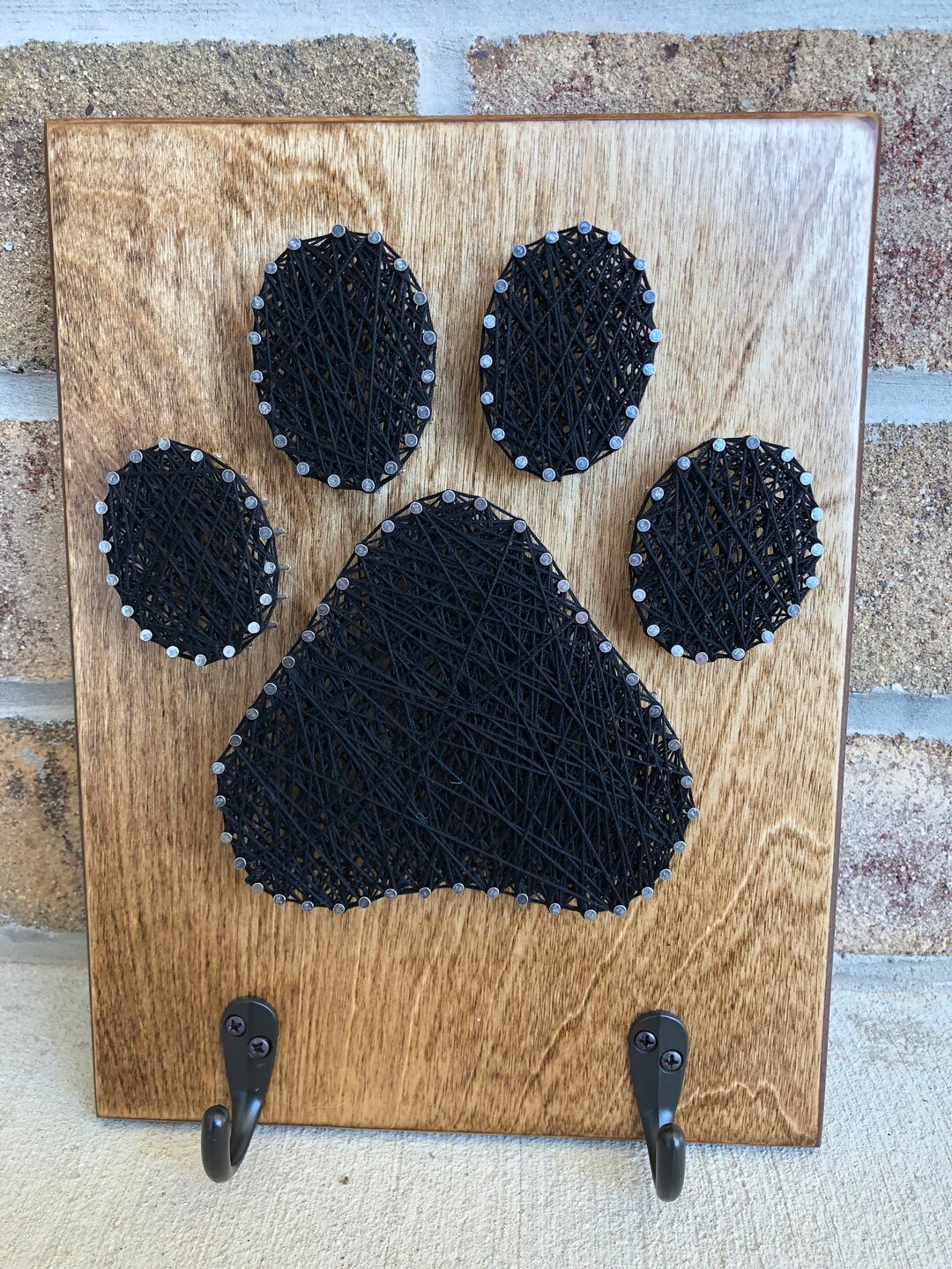 Custom Made to Order Dog Paw Print String Art Board With Single Hooks ...