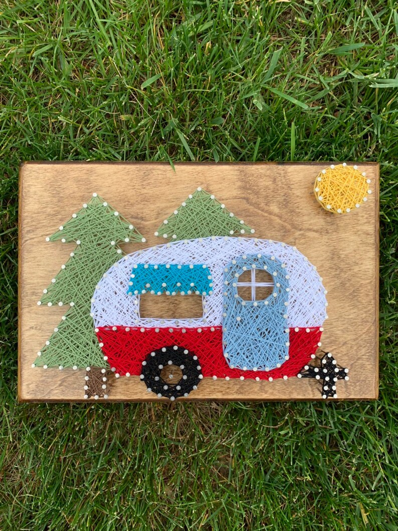 Custom Made to Order Vintage Camper Camping Outdoor String Art | Etsy