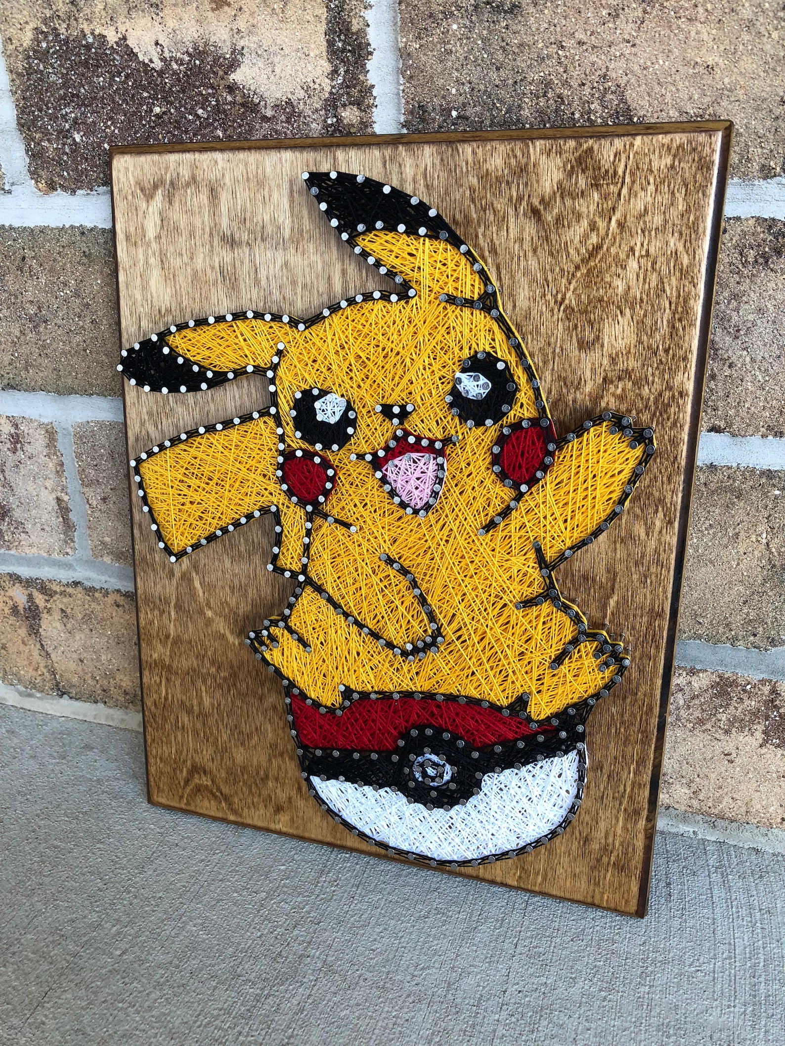 Custom made to order Pikachu Pokémon on Pokeball String Art | Etsy