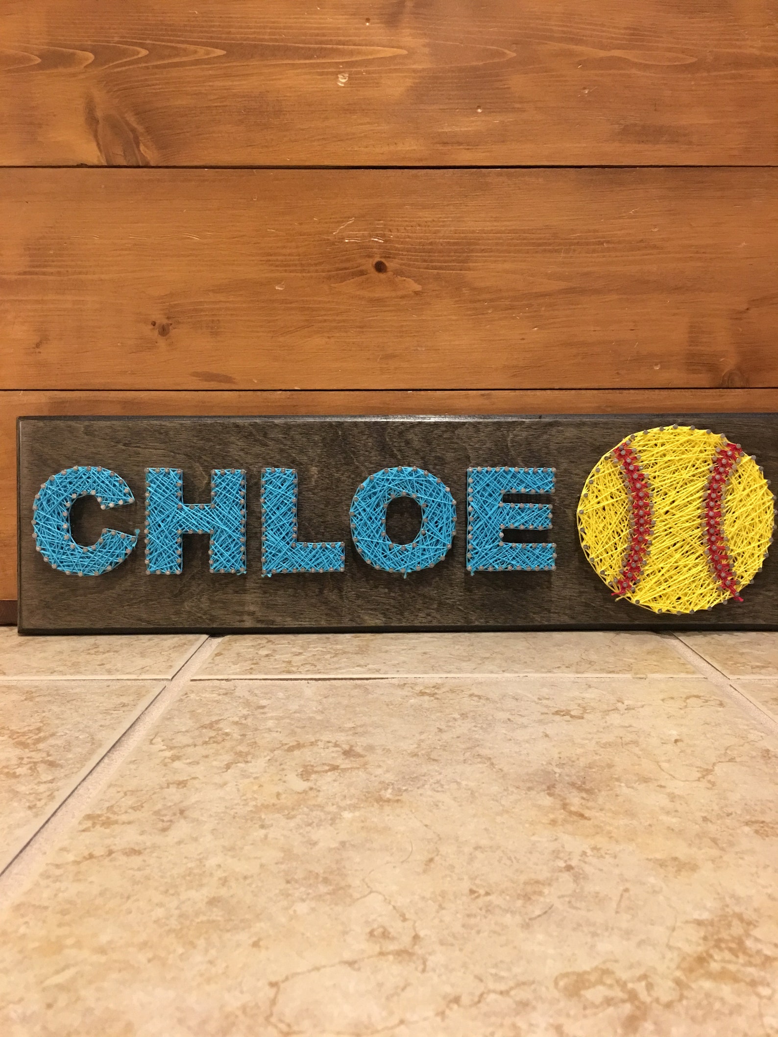 Custom Made to Order Name String Art Board with a sports ball | Etsy