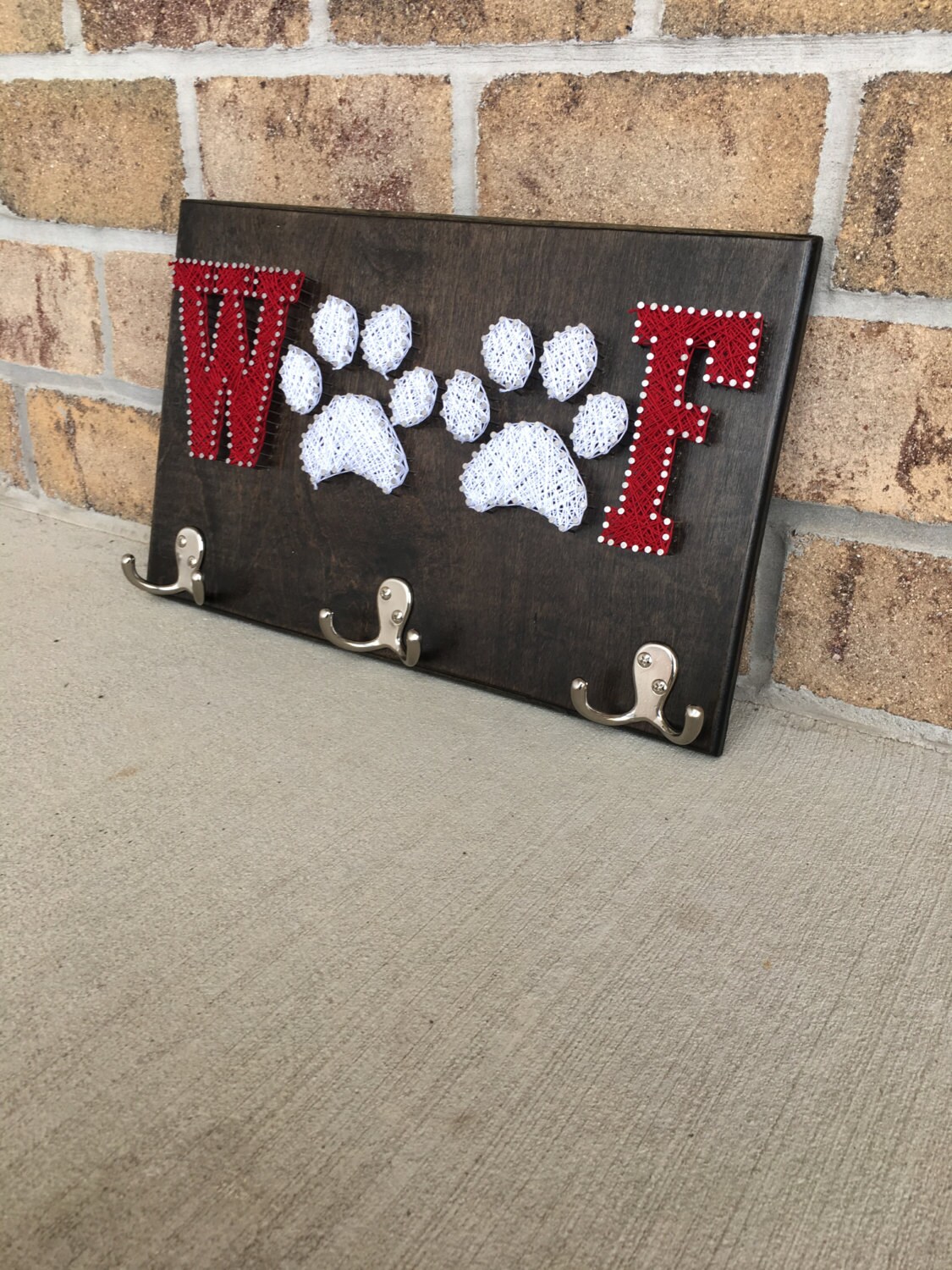 Made to Order Woof With Dog Paws and Hooks String Art Board - Etsy