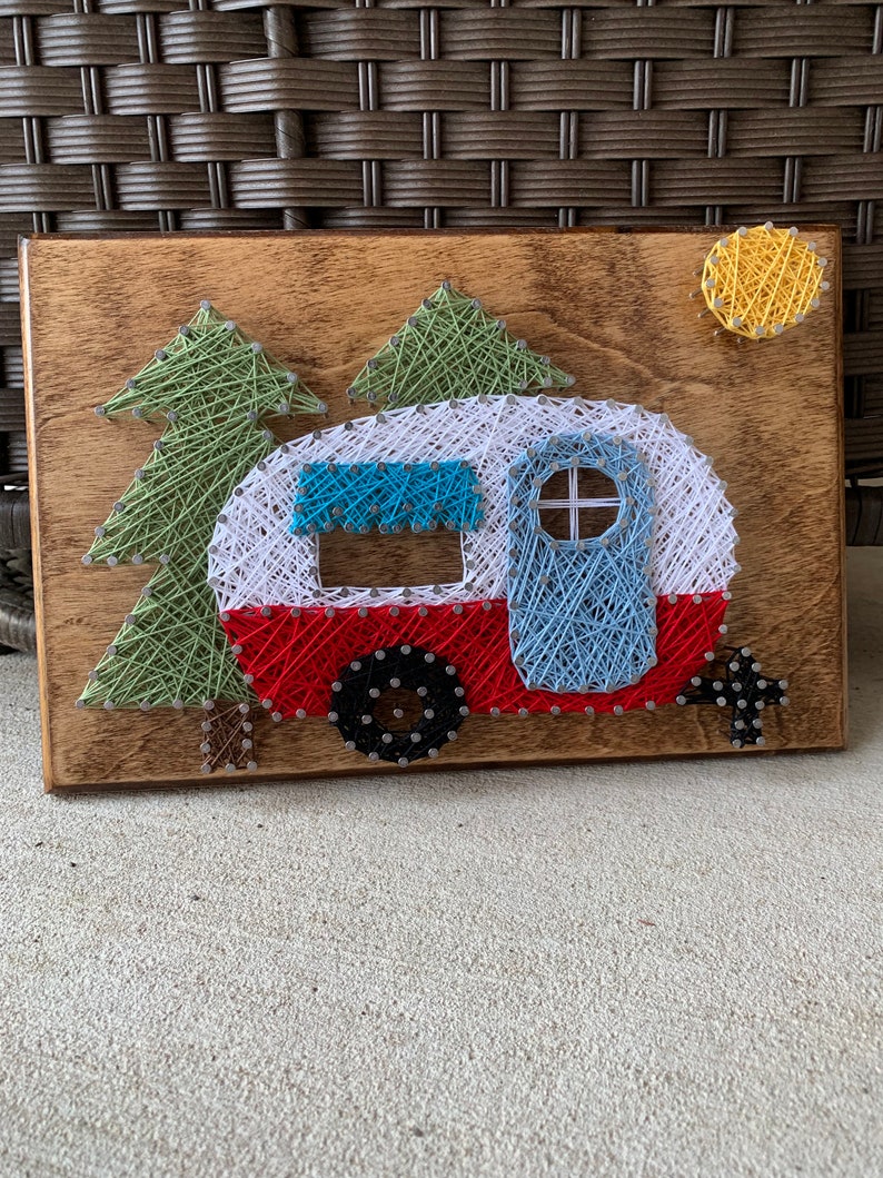 Custom Made to Order Vintage Camper Camping Outdoor String Art | Etsy