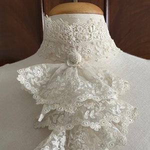 A Pretty Antique Edwardian Lace Jabot Collar in Ivory. - Etsy