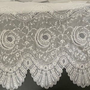 A Vintage Embroidered Lace Offcut Panel on Fine White Cotton Lawn. - Etsy