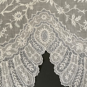 A Vintage Embroidered Lace Offcut Panel on Fine White Cotton Lawn. - Etsy