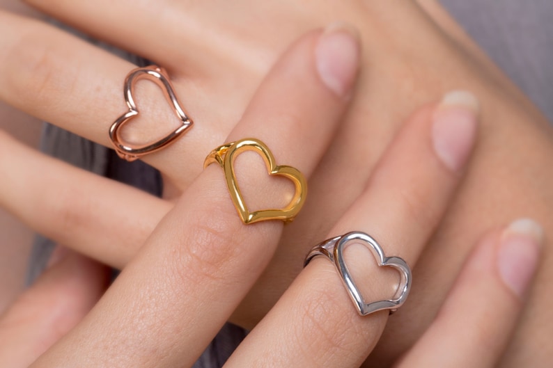 Open Heart Ring Love Ring 925 Sterling Silver - Etsy