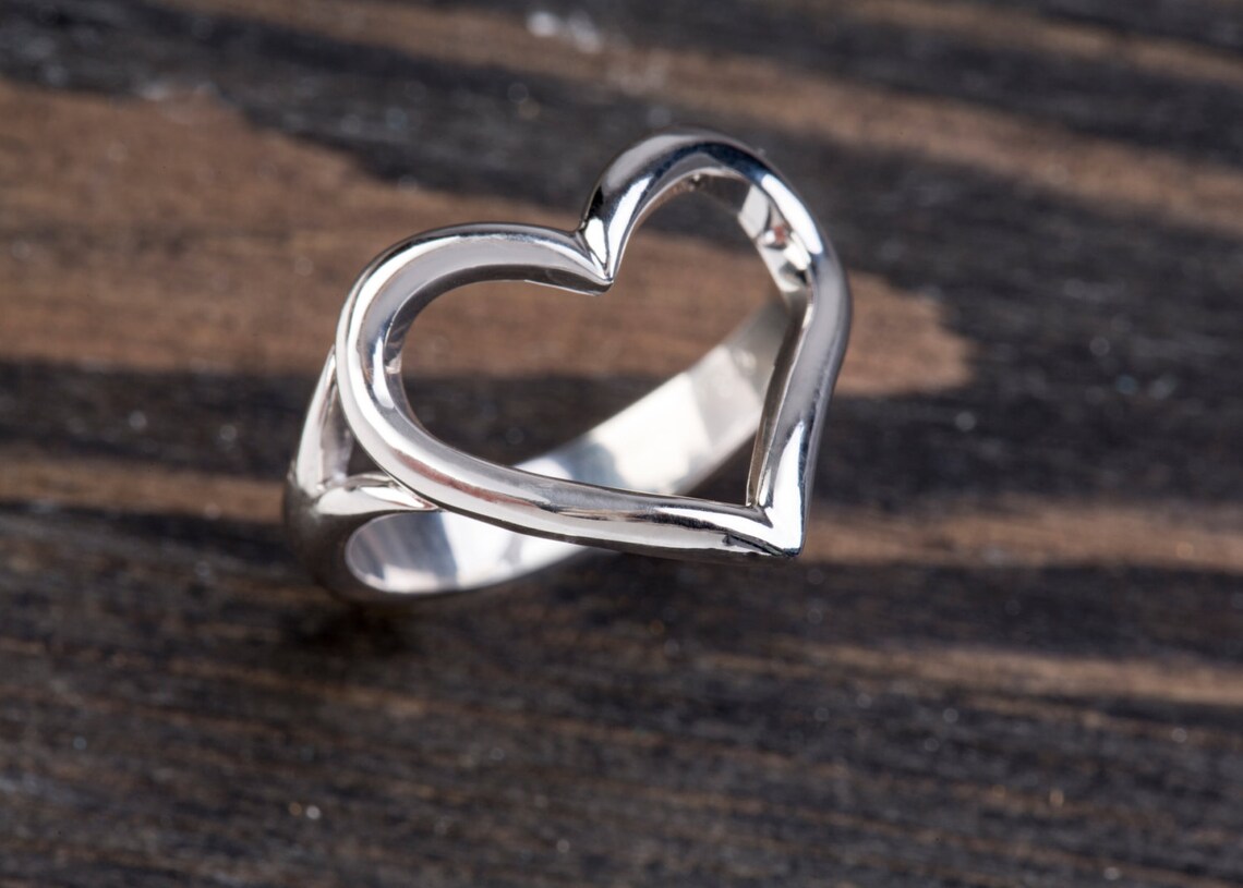 Open Heart Ring Love Ring 925 Sterling Silver - Etsy