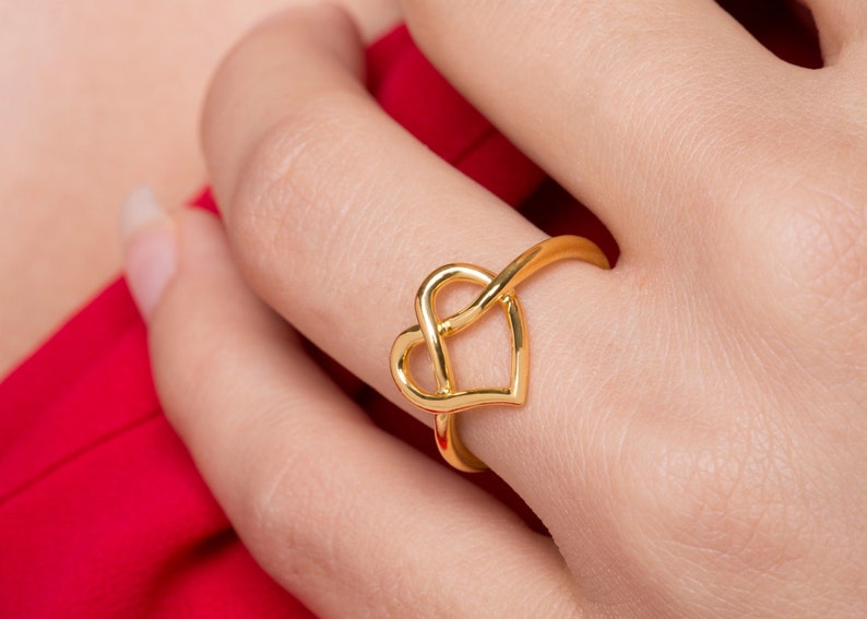 Love Knot Ring , Heart Knot Ring , Infinity Heart Ring , 925 Sterling ...
