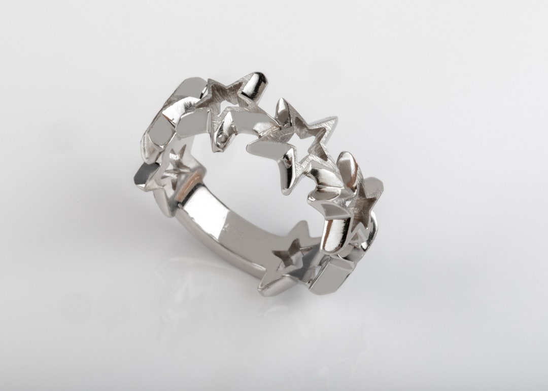 Open Star Ring,all Around Star Ring,925 Sterling Silver,9 Mm Wide. - Etsy
