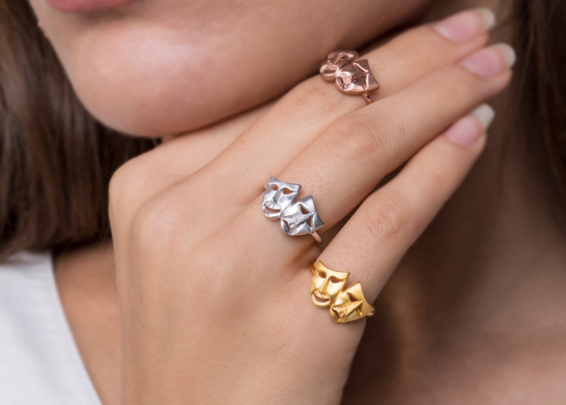 Mask Ring 925 Sterling Silver - Etsy