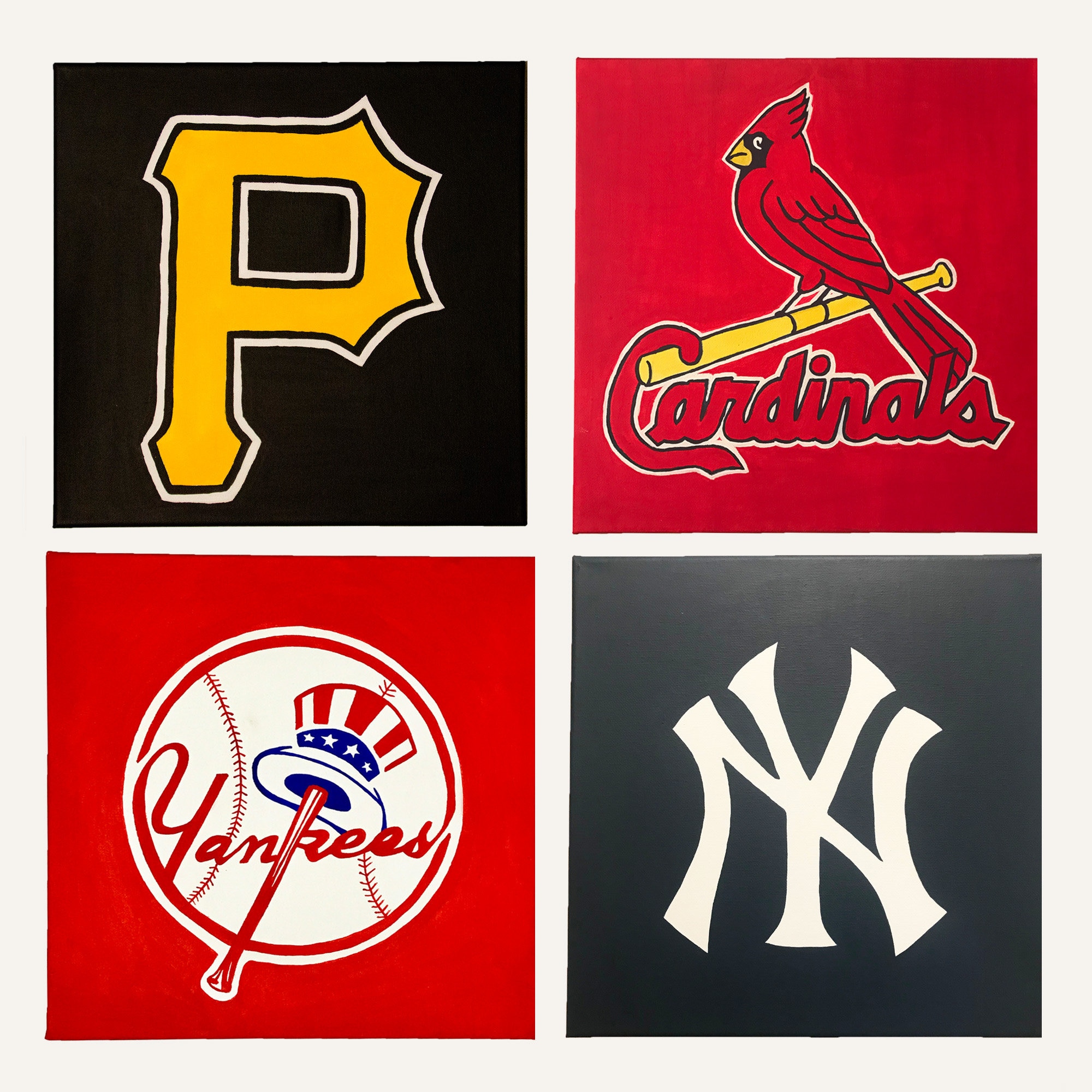 MLB Team Logo Canvas Painting Cualquier equipo Yankees | Etsy