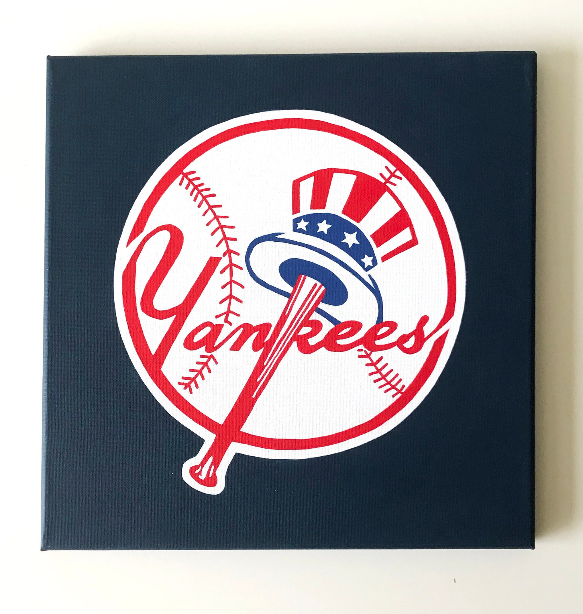 MLB Team Logo Canvas Painting Cualquier equipo Yankees | Etsy