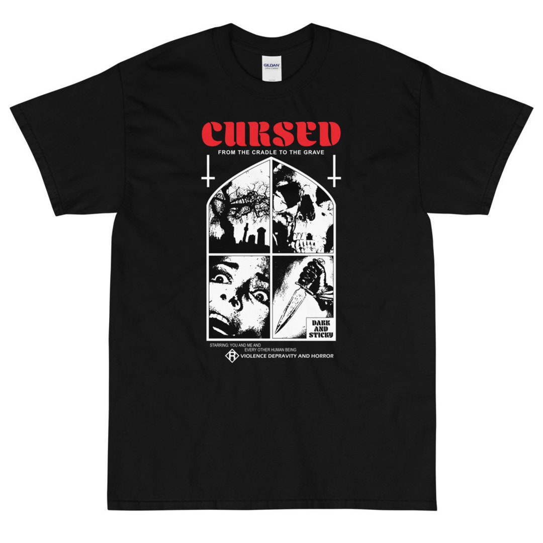 CURSED Horror T-shirt- Horror, Slasher, Metal, Giallo Shirt, Retro - Etsy