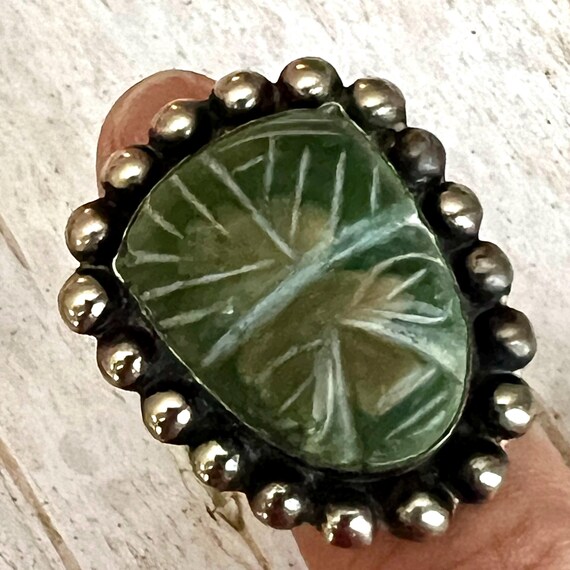 Huge Mexican Jade Aztec Warrior Ring (Sterling Silver… - Gem