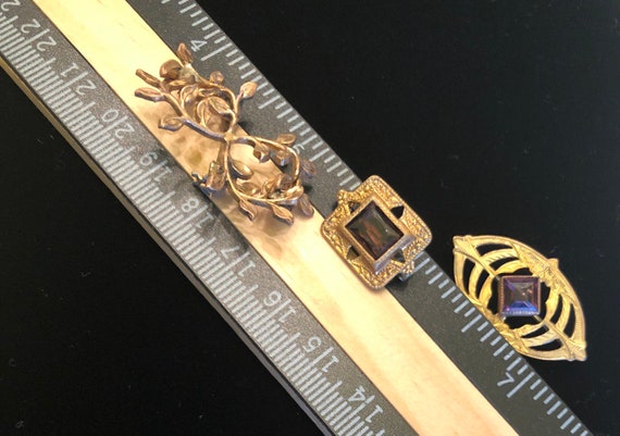 Antique Victorian Ribbon Pins- Set of Three (1.35”-.5… - Gem