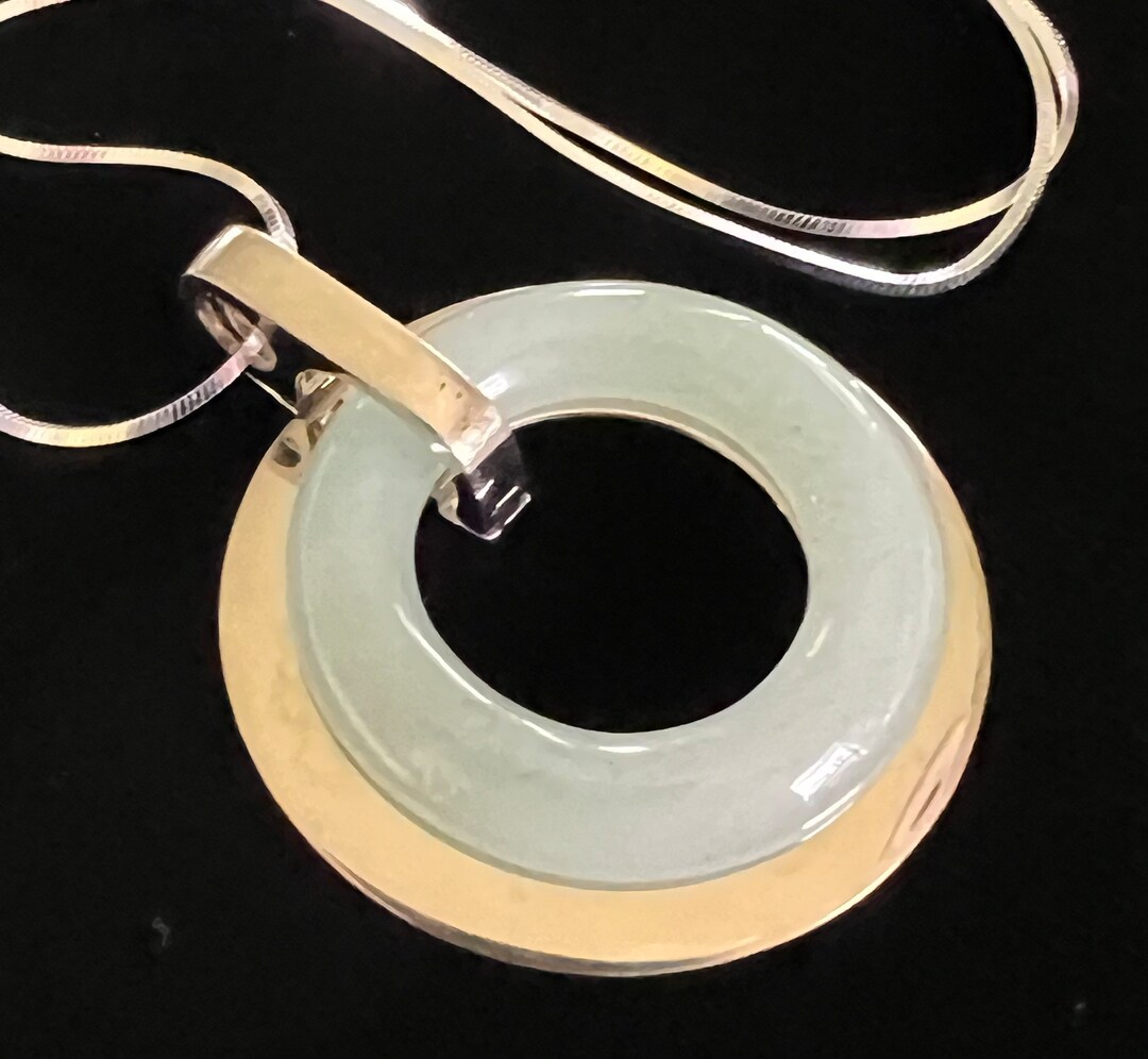 Chinese Jade & Sterling Silver Pendant Necklace-versatile, Wide Bail (1 ...