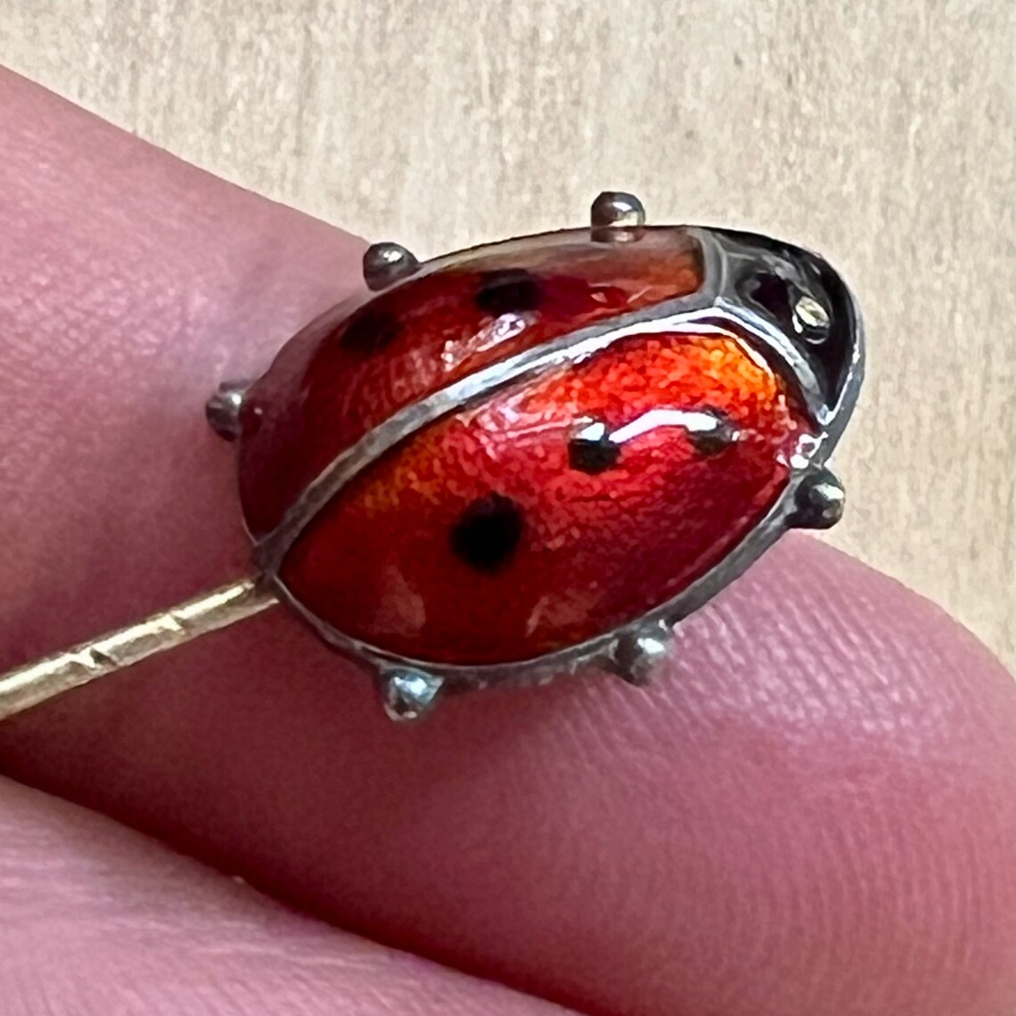 David Andersen Enameled Lady Bug Stick Pin (1950s, Sterling Silver ...